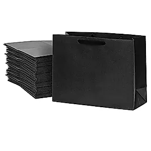 Prime Line Packaging Black Gift Bags with Handles - 50 Pack 16x6x12 Designer Shopping Bags in Bulk, Large Gift Wrap Euro Totes with Handles for Boutiques, Small Business