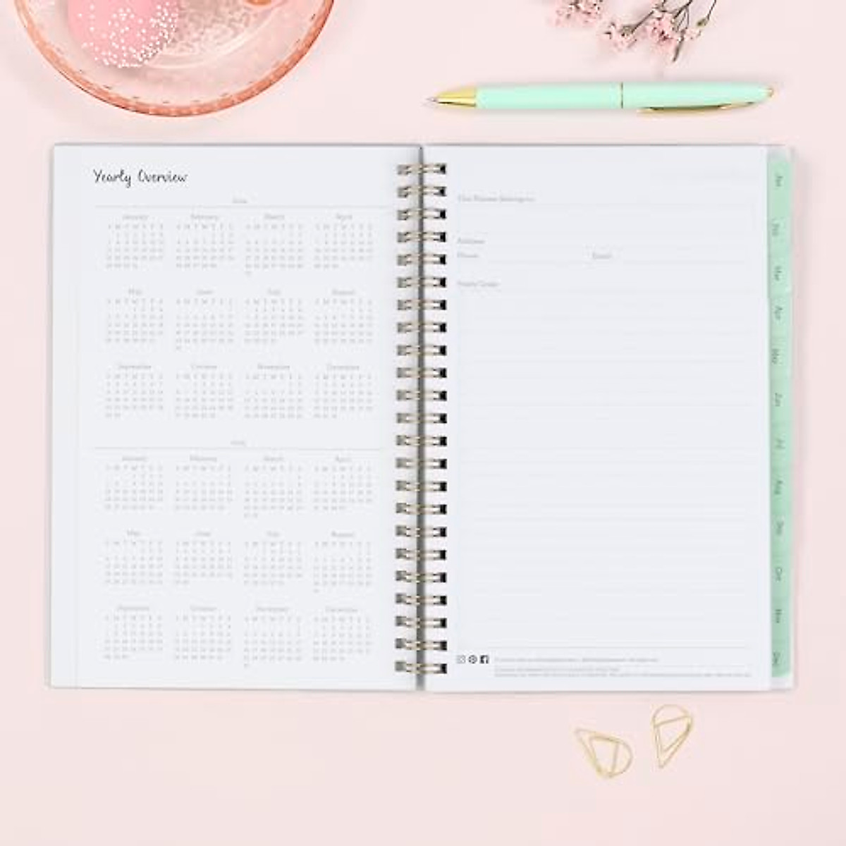 Blue Sky 2024 Weekly and Monthly Planner, January - December, 5" x 8", Frosted Cover, Wirebound, Laurel (144730)