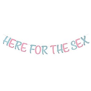 Glitter Here for the Sex Banner Gender Reveal Party Baby Shower Paper Garland - Pink or Blue