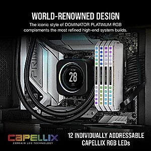 CORSAIR DOMINATOR PLATINUM RGB DDR5 RAM 32GB (2x16GB) 5600MHz C36-36-36-76 1.25V Intel Optimized Computer Memory(iCUE Compatible,Fast Performance, Patented DHX Cooling, Intel® XMP 3.0 Profiles) White