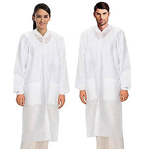 Medical Nation 10 Disposable Lab Coats - White Lab Coat for Women Men, Knee Length, Comfortable and Durable White Coat | Perfect For Use in Hospitals, Pharmacies, Labs, Clinics, at Home | Size Small