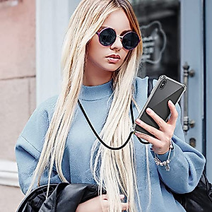 kwmobile Crossbody Case Compatible with Apple iPhone Xs Max Case Strap - Bicolor Dark Pink/Transparent