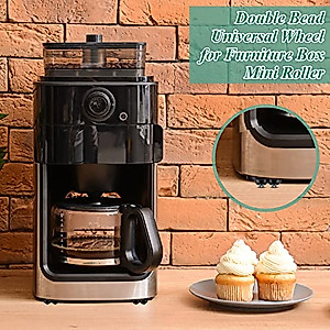 Mini Caster Wheels Appliance Wheels Self Adhesive Swivel Caster Wheels Stick on Stainless Steel Paste Small Appliance Casters Double Bead Universal Wheel for Furniture Box Mini Roller (Black,16 Pcs)