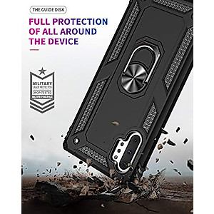 Androgate for Samsung Galaxy Note 10 Plus Case, Note10+ Case with HD Screen Protectors, Military-Grade Metal Ring Holder Stand Drop Tested Shockproof Cover Case for Samsung Note 10+/ 5G Black
