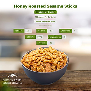 Oregon Farm Fresh Snacks Honey Roasted Sesame Sticks - Local Honey Roasted Sesame Sticks - Delicious & Fresh Snacks - Enjoy The Perfect Mix of Sweet & Salty (26 oz)