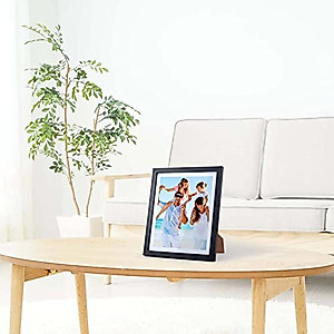 Lavezee Floating Shelves with Rose Flower Metal Wall Art Decor Set of 3 and 6 Packs 8x10 Black Pciturte Frames with Mat