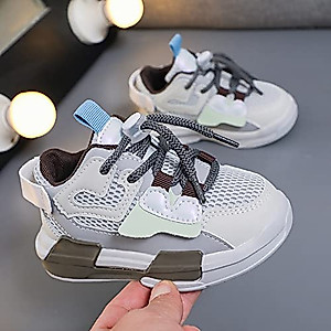 Mercatoo Toddler Boy Shoes Size 9 Wide Girls Shoes Autumn and Winter Children's Sports Shoes Middle and Big Children's Sneakers (Grey, 9 Little Kids)