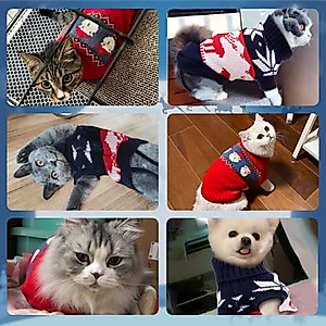 Rypet 2 Packs Cat Christmas Sweater - Puppy Christmas Sweater Pet Turtleneck Knitwear with Reindeer Santa Claus Pattern Sweaters for Kitten and Small Dogs (X-Large (Pack of 2))