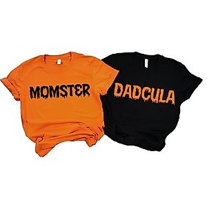 Halloween Parent Shirt, Momster and Dadcula Couples Tee, Halloween Gift for Mom and Dad, Funny Creative Outfit T-Shirt, Gift for Parent, Halloween Party Gift from Children