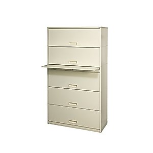 Datum Storage Stak-N-Lok 200 series 5H open shelf With Receding Doors and locking cabinet, 36", Bone White