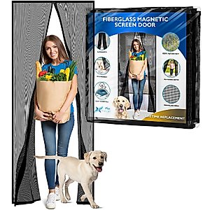 FLUX Heavy Duty Fiberglass Magnetic Screen Door - Durable Upgraded Mesh, Fits 38" x 82" Doors, Easy Install, Auto-Closing, Pet-Friendly, Bug Barrier, Hands-Free, Patio Screen Mesh for Door