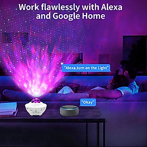 Galaxy Light Projector, Star Projector Night Light Bluetooth Music Speaker Starry Light Projector for Bedroom Kids Decor Party Ceiling, Work with Alexa & Google Asistant Smart WiFi Remote Control