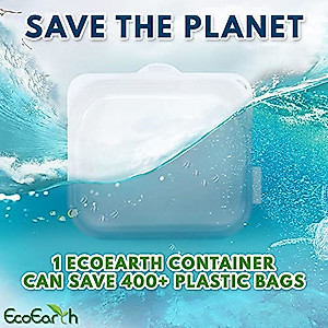 EcoEarth Reusable Food Storage Bags, 100% Food Grade Silicone Containers, Set of 5 Parsnip White (2 - Half-Gallon Size, 3 - Quart Size), Freezer-Safe, Dishwasher-Safe, Sous Vide-Safe & Microwave-Safe