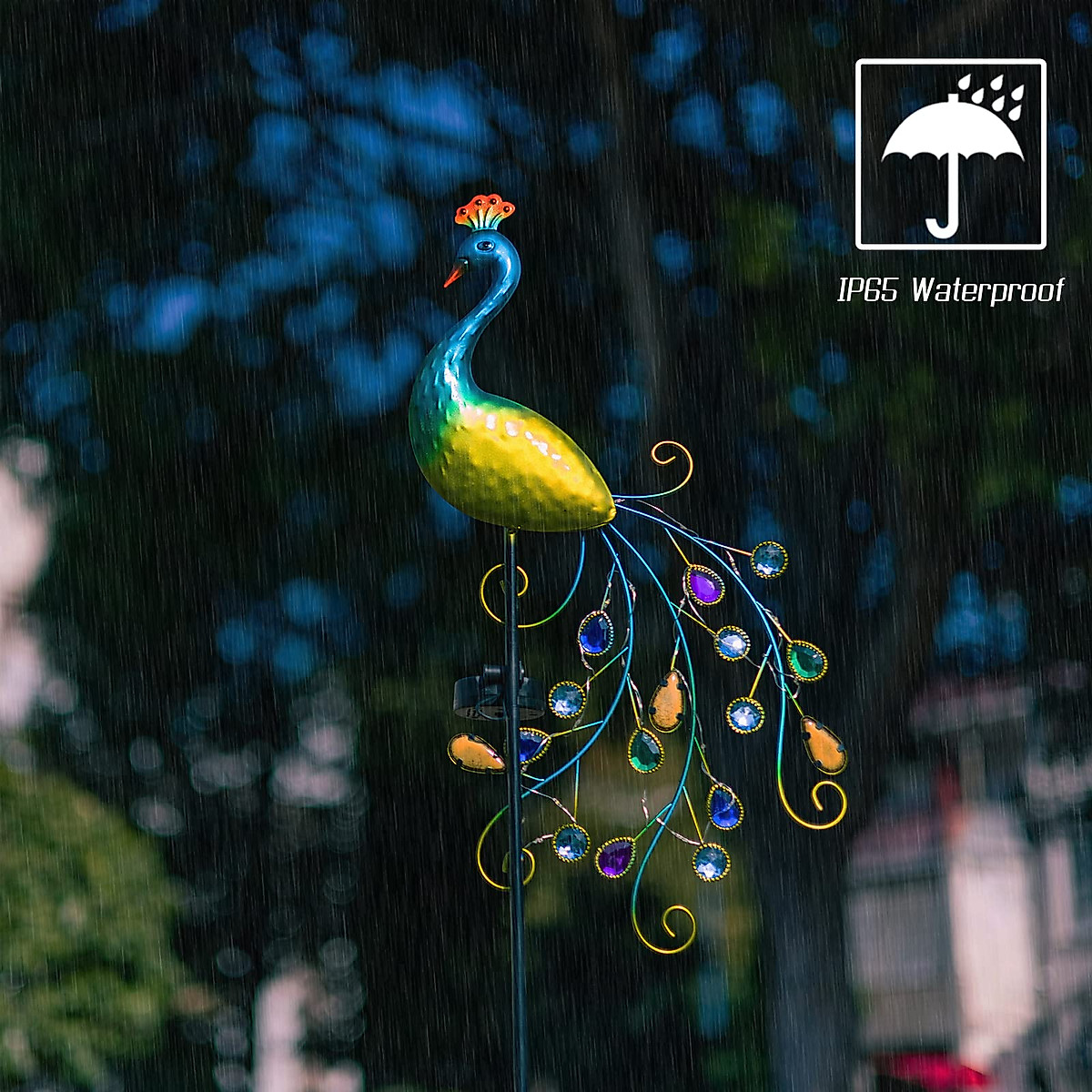 Viveta Metal Peacock Solar Light Outdoor, Waterproof Peacock Solar Lights Stake for Garden Yard Lawn Patio Decorations