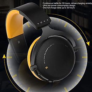 Tangxi Wireless BT Gaming Headsets with Microphone, RGB Light Stereo Gamers Headphones, Wired Over Ear Computer Headset with Mic for PC,Switch, Phone, Tablet(Yellow)