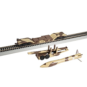 Bachmann Trains - 52' Center Depressed Flat Car - Desert Camouflage with Missile - HO Scale