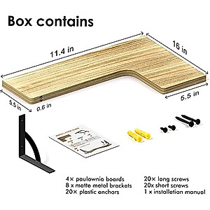 Wood Floating Corner Shelves, Wall Shelves for Bedroom, Wall Mounted Shelf