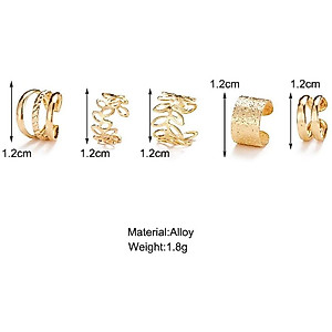 U-M 5Pcs / Set Ear Cuffs, Simple Earrings, C-Shape Ear Bone Clips, Multi-Layer Wrap Earrings, Without Pierced Earring Set, Leaves Ear Cuff(Silver) Nice Design