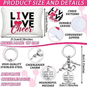 Irenare 4 Pcs Cheerleader Gifts Set 12 oz Cheer Tumbler Makeup Bag Cheerleading Bracelet Cheer Keychain for Cheer Accessories(Pink)