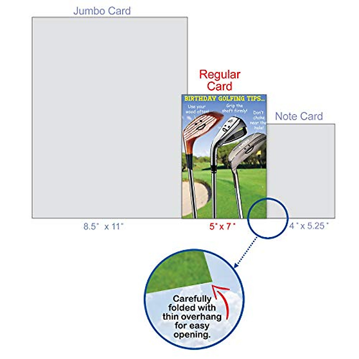 NobleWorks - Funny Men's Happy Birthday Card with Envelope - Golf Humor Greeting Card for Men, Husband - Sports Advice, Comic Stationery - Golfing Tips 9002