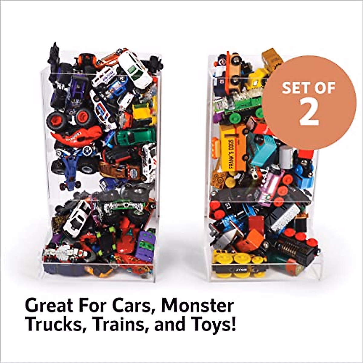 Acrylic Wall Toy Dispenser - Acrylic Wall Organizer For Toy Car, Train, Monster Trucks - Toy Car Storage - Storage Bin… (2 Pack)