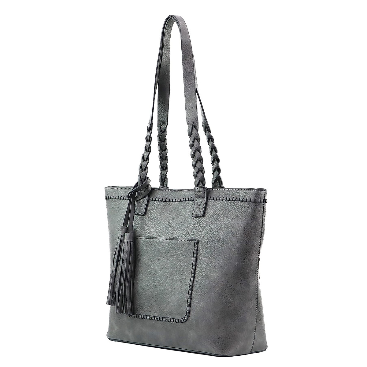 Lady Conceal Concealed Carry Purse - Locking Cora Stitched Gun Tote (Gray)