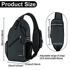 Fancosni Sling Bags for Women Men, Crossbody Sling Backpack, Chest Bag Lightweight Shoulder Bag, Multipurpose Sling Bag for Travel, Hiking, Shopping, Walking, Biking, Cycling, Earphone Hole, Black