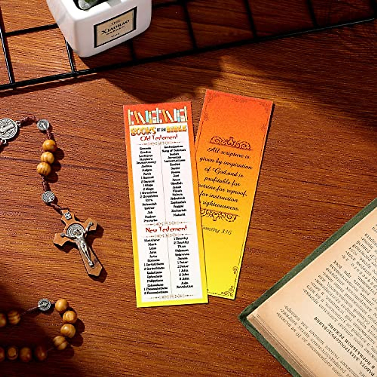 Pack of 60 Books of The Bible Bookmarks Christian Inspirational Bible Bookmark Religious Bookmarks for Readers, Kids, Teens, Men or Women Home Classroom Office Supplies, 2 x 6.5 Inches