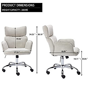 BFZ Ergonomic Office Chair, Home Office Desk Chairs with Adjustable Headrest, Mid Back Velvet Computer Chair, Height Adjustable Rolling Swivel Executive Task Chair, Tilt Function