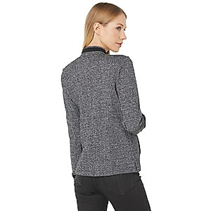 Tommy Hilfiger womens Classic Tommy Open Front Band Jacket Casual Blazer, Black Multi, Large US