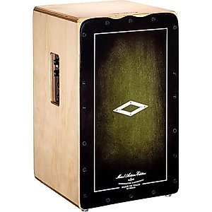 Pickup Cajon Box Drum with Snare Effect and Electronics for Amp or PA System, Artisan Edition — MADE IN SPAIN — Baltic Birch Body/Dark Olive Burst Frontplate, 2-YEAR WARRANTY