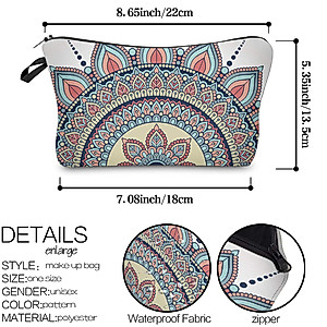 Deanfun Cosmetic Bag for Women, Mandala Flowers Waterproof Makeup Bags Roomy Toiletry Pouch Travel Accessories Gifts (50965)