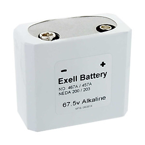 Exell 457/467 67.5V NEDA 203 Alkaline Battery Fits Replaces Electro-Count survey meter, Model RM-1 1949, 45F30, 457, A457, Eveready 457, 45F40, KL1, 145X, 467, BB501, Eveready 467, L5500, VS016, XX45