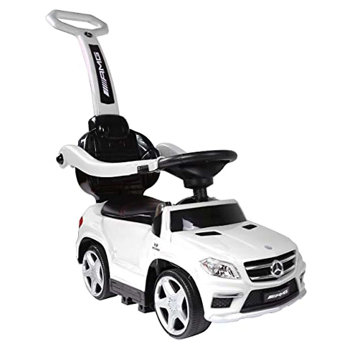 Best Ride On Cars 4 in 1 Mercedes Battery Powered Push Car, White, Large
