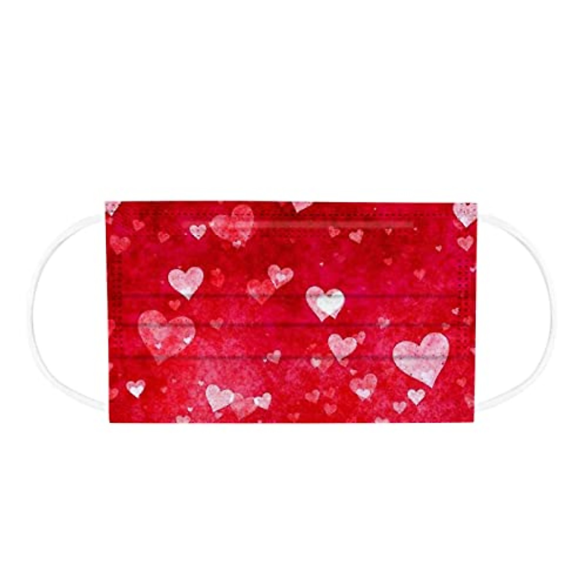50Pack Valentines Disposable Face_Masks for Adults Women Valentines Day Holiday Disposable Love Heart Print Non Woven