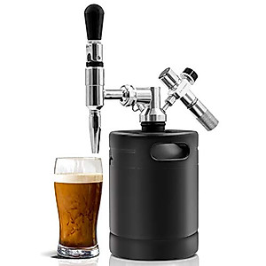 NutriChef Nitro Cold Brew Coffee Maker - 64Oz Stainless Steel Home Brew Coffee Keg w/Adjustable Pressure Regulator, Nitrogen Coffee Growler Machine Dispenser System, Stout Creamer Faucet NCNTROCB20