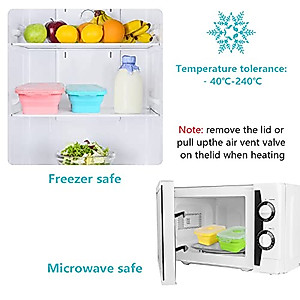 VIGIND Set of 4 Collapsible Foldable Silicone Food Storage Container,Space Saving,Air Tight,Reusable,Leftover Meal Box With For Kitchen, Bento Lunch Boxes-Microwave, Dishwasher and Freezer Safe