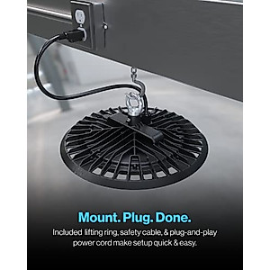 Sunco 6 Pack UFO LED Plug & Play High Bay Light, Lighting for Warehouse, 5000K Daylight, 150W, Power Cord Included, 19500 LM, 120VAC, IP65 Waterproof Shatterproof Fixture - UL Listed