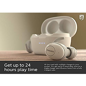 PHILIPS T3215 Wireless in-Ear Earbuds, TWS Bluetooth 5.1 Stereo Headphones, IPX4, Up to 24 (6+18) hrs of Playtime with USB-C Charging case - White (TAT3215WT)