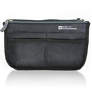 Premium Purse Organizer - Perfect Handbag Organizer Insert to Keep Your Personal Essentials Organized & Accessible - 13 Pockets - Study - Durable - Stylish (L-Black)