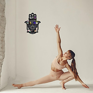 Hamsa Hand Crystal Display Shelf Metal Hamsa Wall Decor Floating Shelf Crystal Holder Spiritual Room Decor Shelf Evil Eye Decor Spiritual Decor Shelf for Stones Essential Oil Witch Decor Shelf