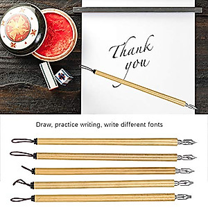 Comic Dip Pen Set, 5Pcs Calligraphy Dip Pen Set with 5 Nibs Wooden Handler Artist Cartoon Pen Set Cartoon Painting Tool Art Supplies Signature Pen Business Present(No.1‑5 Nib) Pens