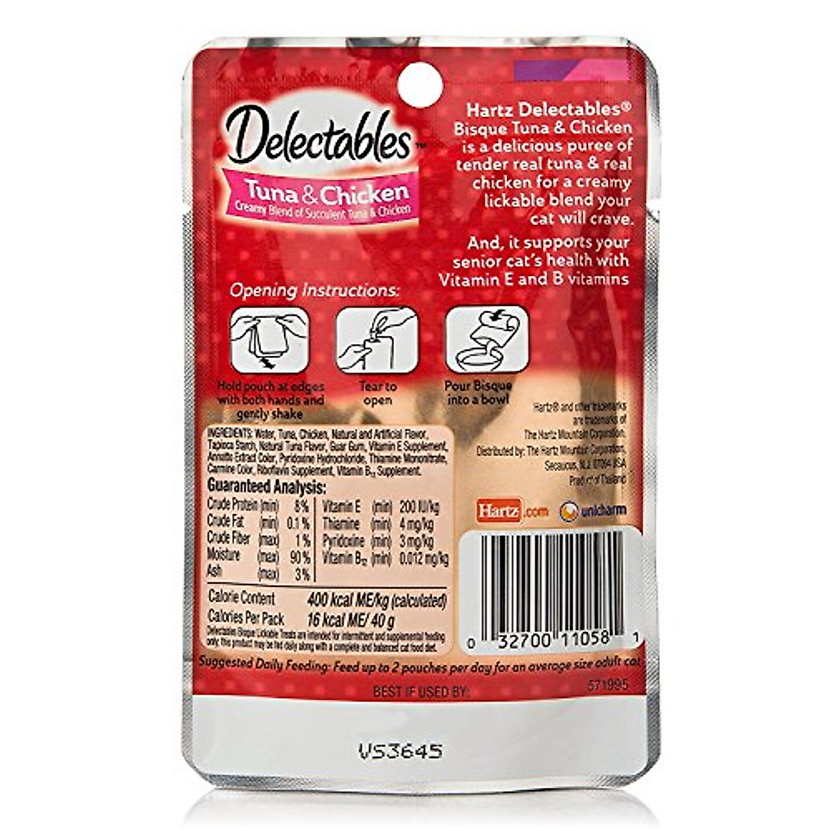 "Hartz Delectables Senior Bisque Lickable Cat Treats - Tuna/Chicken 4 Pouches"