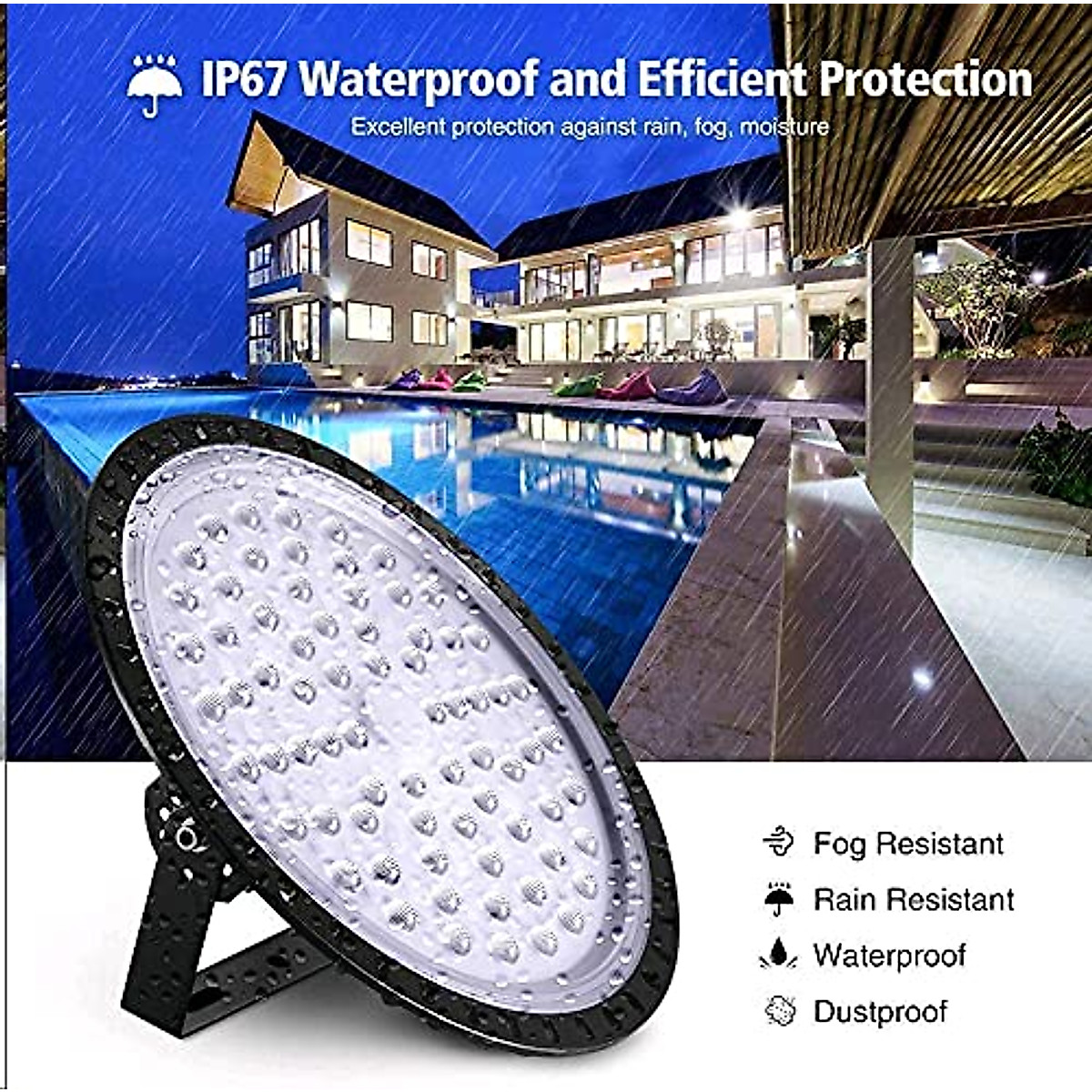 500W UFO LED High Bay Lights,65000LM Factory Warehouse Industrial Lighting,IP67 LED Commercial Lights-LED Garage Lights for Factory Workshop Barn