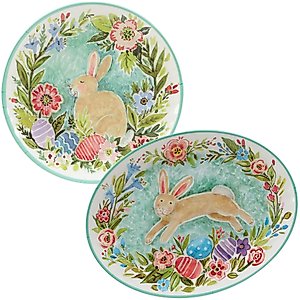 Certified International Joy of Easter Melamine 2 Piece Platter Set, Multicolor, Large