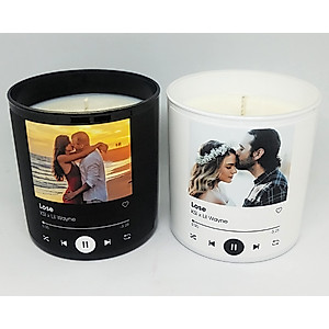 3.5oz./9oz. Custom Song Couples Candle | Personalized Photo Candle, Music Candle