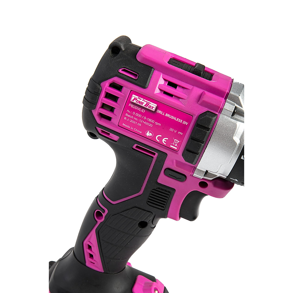 The Original Pink Box 20-Volt Lithium-Ion 1⁄2-Inch Keyless Chuck Brushless Cordless Drill With 2Ah Battery, Pink
