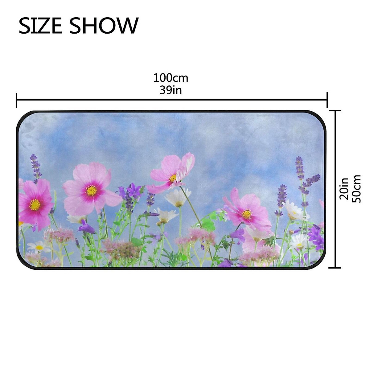 Tatenale Kitchen Mat Washable Non Slip Kitchen Rugs for Floor Standing Home Office Hallway Laundry 39x20Inch Purple Floral