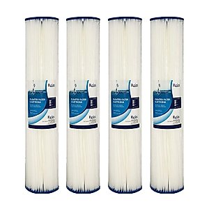Pack of 4 - Whole House 20" x 4.5" Full Flow Pleated Sediment Filter Replacement Cartridge 1 Micron - Compatible with ECP5-BB, AP810-2, HDC3001, CP5-BB, SPC-45-1005, ECP1-20BB