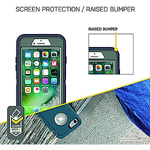 OtterBox Defender Series Case for iPhone SE (3rd and 2nd Gen) & iPhone 8/7 (Only - Not Plus) - Case Only - Non-Retail Packaging - Mint Dot (Tempest Blue/Aqua Mint/Mint Dot Graphic)